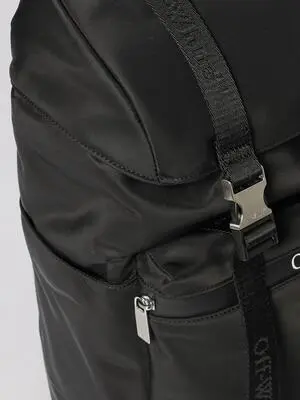 Off-White Nylon Backpack With Drawstring And Buckle Closure