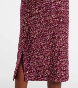 Alessandra Rich Sequined Tweed Midi Skirt