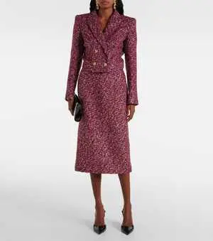 Alessandra Rich Sequined Tweed Midi Skirt