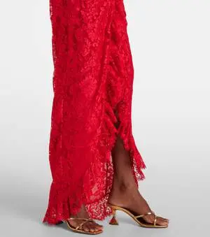 Alessandra Rich Ruffled Lace Maxi Dress