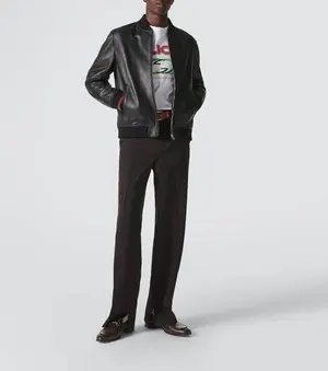 Gucci Leather Bomber Jacket
