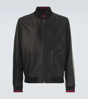 Gucci Leather Bomber Jacket - Black