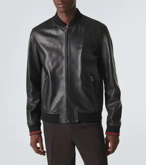 Gucci Leather Bomber Jacket - Black