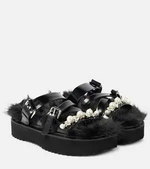 Simone Rocha Embellished Leather Platform Sandals - Black
