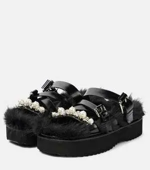 Simone Rocha Embellished Leather Platform Sandals