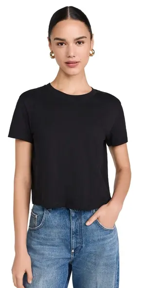 Madewell Boxy Crop Tee In Soft Slub - Jet Black