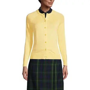 LANDS' END Young Cotton Modal Cardigan Sweater - Maize