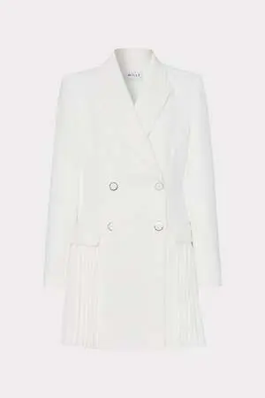 MILLY Noora Pleated Blazer Mini Dress - White