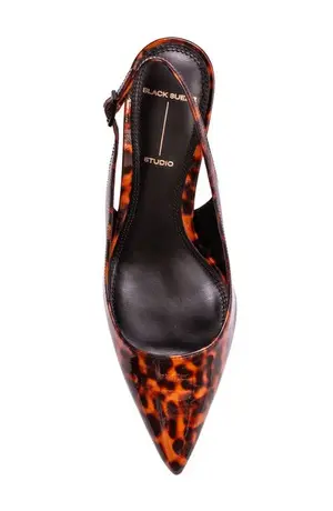 BLACK SUEDE STUDIO Alloy Slingback Pumps - Tortoise Patent