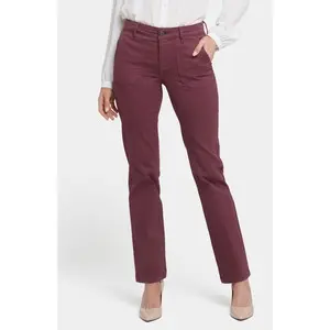 NYDJ NYDJ Marilyn Utility Pocket Straight Leg Jeans Dark Cherry