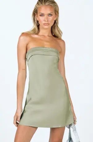 Princess Polly Phillipa Strapless Mini Dress - Sage