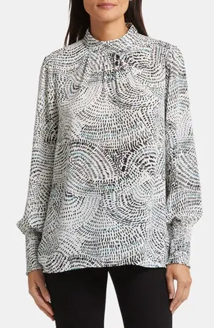 NYDJ Britney Printed Smocked Top