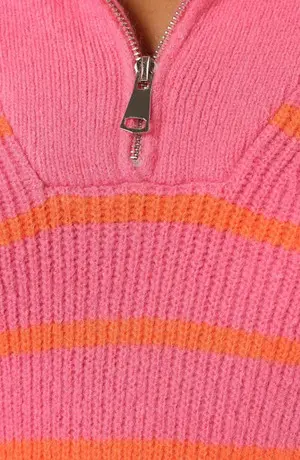 PETAL & PUP Everleigh Stripe Quarter Zip Sweater