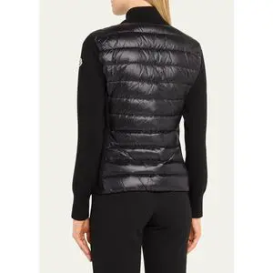 Moncler Hybrid Puffer Wool Cardigan - Pink