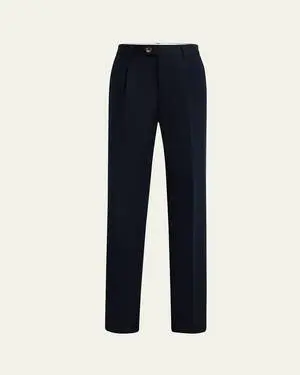 Brunello Cucinelli Pleated Twill Trousers - Ocean Blue