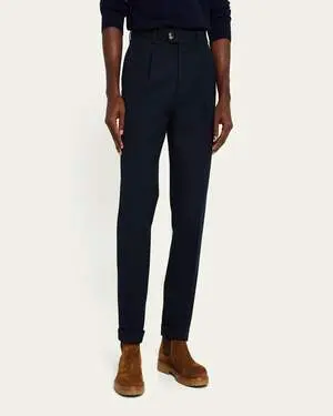 Brunello Cucinelli Pleated Twill Trousers - Ocean Blue