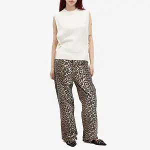 GANNI Print Denim Izey Trousers - Leopard