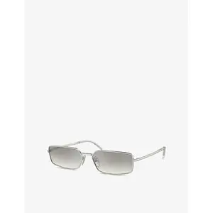 Prada Rectangular-frame Metal Sunglasses - Silver