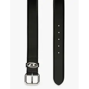 DIESEL® Oval Logo-buckle Leather Belt - T8013