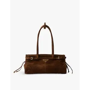 Prada Medium Suede Handbag - Brown