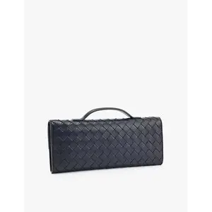 Bottega Veneta Andiamo Long Intrecciato-weave Leather Clutch - Black-m Brass