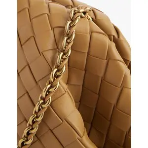 Bottega Veneta Lauren Large Leather Clutch - Dark Praline-m Brass