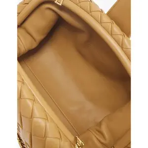 Bottega Veneta Lauren Large Leather Clutch - Dark Praline-m Brass