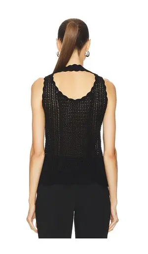 Norma Kamali Scoop Neck Crochet Tank Top