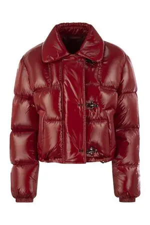 FAY 3-Hook Cropped Down Jacket - Red