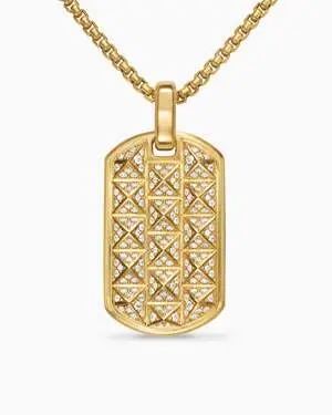David Yurman Pyramid 18k Yellow Gold Tag - Diamond