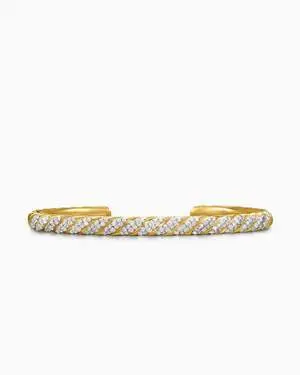 David Yurman Sculpted Cable Cuff In 18k Yellow Gold With Diamonds - Diamond