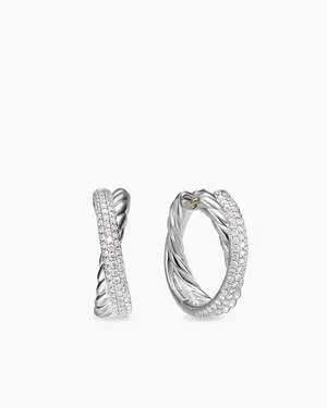 David Yurman Crossover Hoop Earrings With Diamonds - Diamond