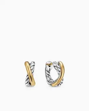 David Yurman Crossover Huggie Hoop Earrings - Sterling Silver/18k Yellow Gold