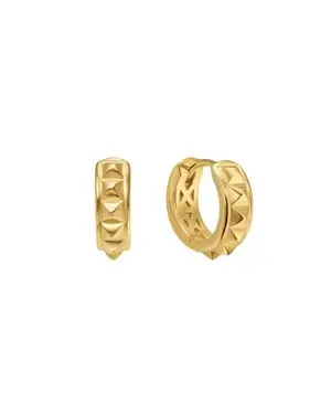 David Yurman Pyramid Hoop Earrings - All 18k Yellow Gold