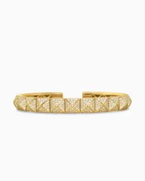 David Yurman 18k Yellow Gold Pyramid Cuff Bracelet With Diamonds - Diamond