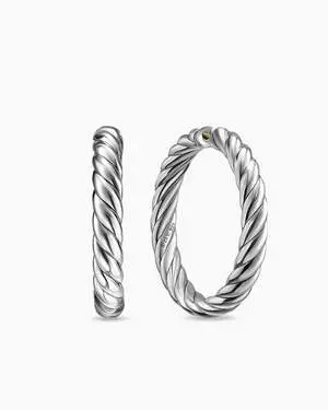 David Yurman Sculpted Cable Hoop Earrings - All Sterling Silver