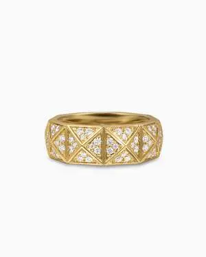 David Yurman Pyramid Band Ring In 18k Yellow Gold - Diamond