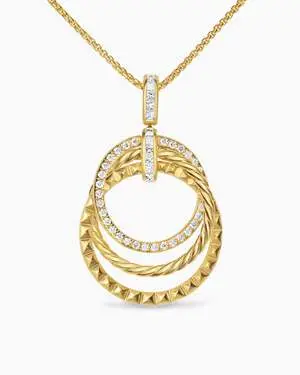 David Yurman Crossover Trio Pendant Necklace In 18k Yellow Gold With Diamonds - Diamond