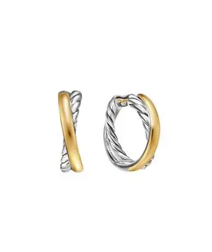 David Yurman Crossover Hoop Earrings - Sterling Silver/14k Yellow Gold