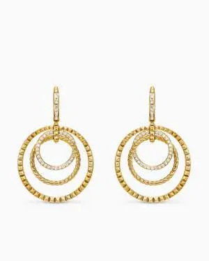 David Yurman 18k Yellow Gold Crossover Trio Drop Earrings With Diamonds - Diamond
