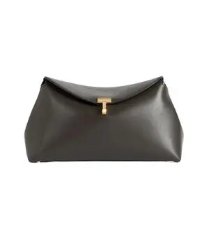 TOTEME T-lock Leather Clutch - Bark