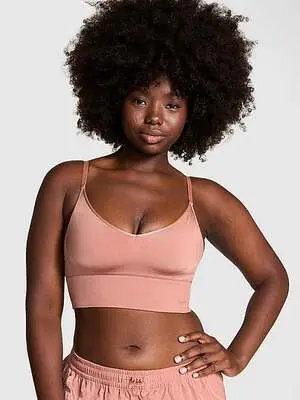 Pink Seamless Longline Satin Sports Bra