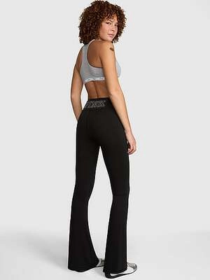 Pink Relay™ Ruched Foldover Flare Leggings - Black