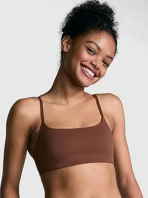 Pink Relay Square-neck Sports Bra - Brown