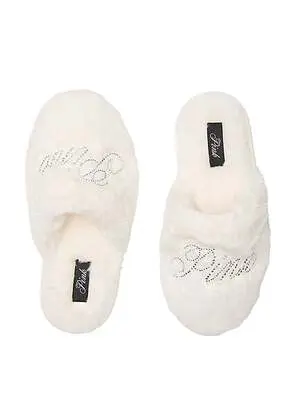 Pink Faux-fur Slippers - Beige