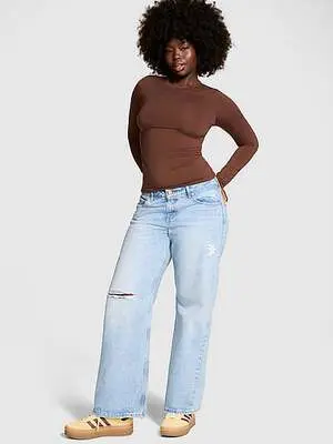 Pink Base Stretch Long-sleeve Tee - Brown