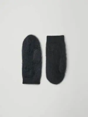 LISA YANG STORE Brushed Cashmere Mittens Black