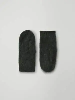 LISA YANG STORE Brushed Cashmere Mittens - Olive