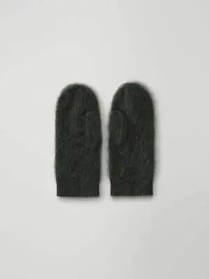 LISA YANG STORE Brushed Cashmere Mittens - Olive