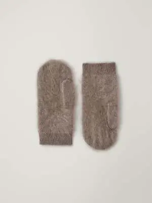 LISA YANG STORE Brushed Cashmere Mittens Truffle